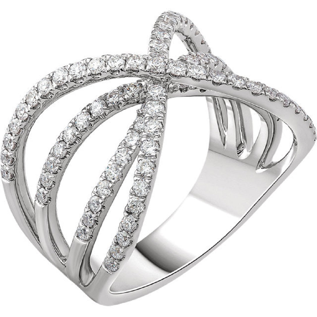 Fancy Criss Cross Diamond Ring in 14K White Gold – Roxx Fine Jewelry
