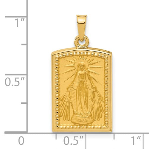 Miraculous Virgin Mary Pendant in 14K Yellow Gold Roxx Fine Jewelry